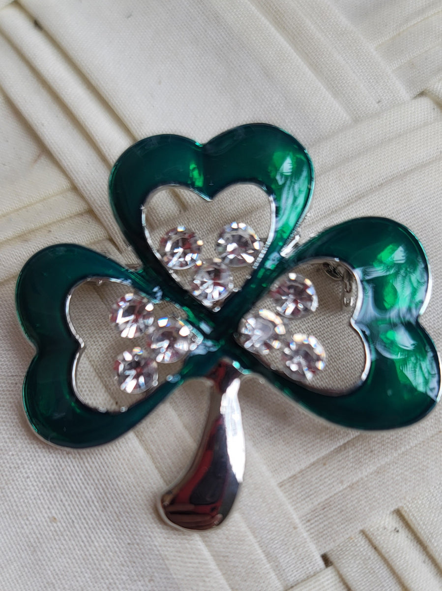 Crystal Shamrock Brooch – Timeless Irish Treasures