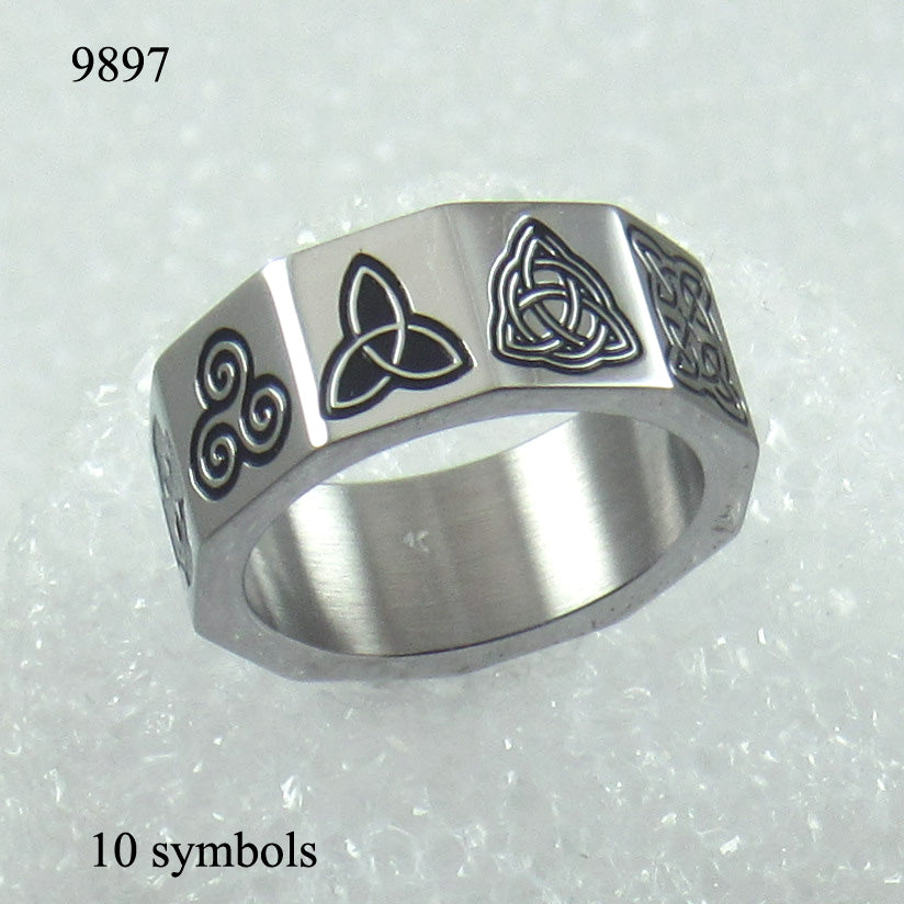 STAINLESS STEEL SYMBOLS RING – Timeless Irish Treasures