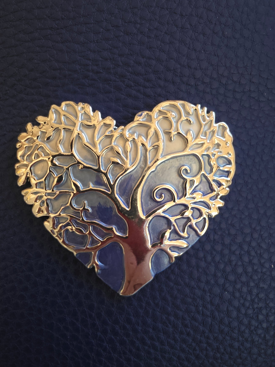 ENAMEL BLUE HEART TREE OF LIFE MAGNETIC BROOCH – Timeless Irish Treasures