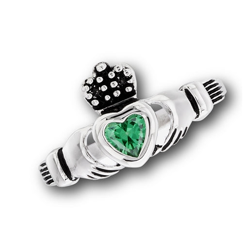 GREEN CZ STAINLESS STEEL CLADDAGH RING – Timeless Irish Treasures